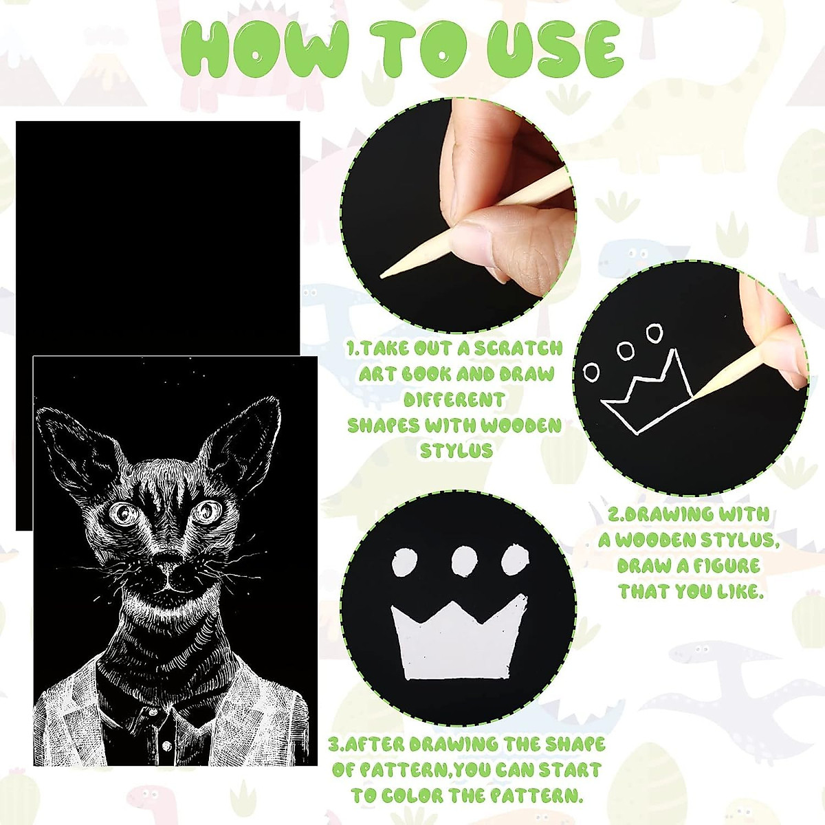 Gersoniel 25 Pieces Scratch Paper Art Set Craft Kits Scratch Off Paper Black Coated Scratchboard Black Scratch Paper with Wooden Stylus for Valentine's Day Gifts Birthday Party Supplies