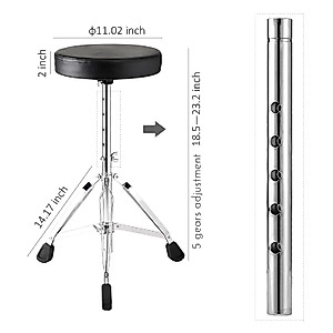 G Ganen Thick Padded Foldable Drum Throne Saddle Stool Adjustable Height No-slip Black