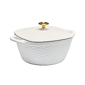 Prisma 7 Qt Enameled Cast Iron Covered Square Dutch Oven (White)