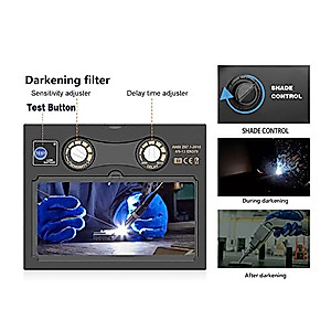 Kuject Auto Darkening Welding Helmet with Welding Gloves, True Color Solar/Battery Powered Welding Hood, Welding Mask With Wide Shade 4/9-13 for MMA TIG MIG MAG Arc Welder Mask