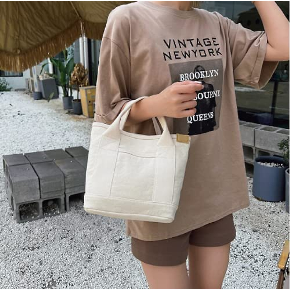 JAMANDUO Women's Tote Bag Stylish Mini Tote Handbag Crossbody Bag Shoulder Bag Small Satchel Bag Canvaso Bag Multi-pocket Top Handle Work Bags Coffee