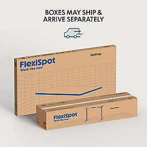 FLEXISPOT EN1 One-Piece Solid Wooden Standing Desk 63 x 24 Inches Height Adjustable Electric Sit Stand Home Office Desks (Black Frame + Rubber Wood Top, 2 Packages)