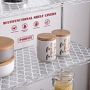 Poofzy Wire Shelf Liners Set of 5 Rolled, Non-Adhesive Waterproof Easy Liner for Kitchen and Pantry (14 Inch x 30 Inch)