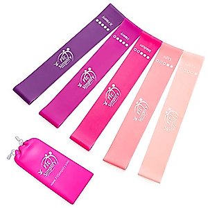 Fit Simplify Resistance Loop Exercise Bands with Instruction Guide and Carry Bag, Set of 5