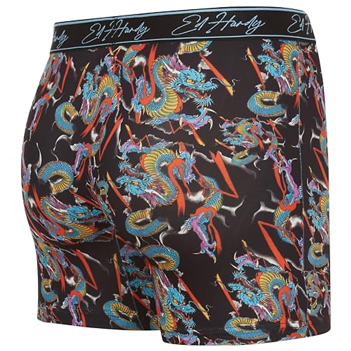 ED HARDY Men's Underwear Boxer Briefs - Comfortable, Breathable, Stylish Design 3 Pack, Dragon, Skulls, Tiger, Medium
