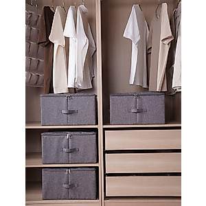 iwill CREATE PRO Pack of 2, Fabric Folding Washable Clothes Storage Boxes with Zip Lid for Wardrobe, Black Gray