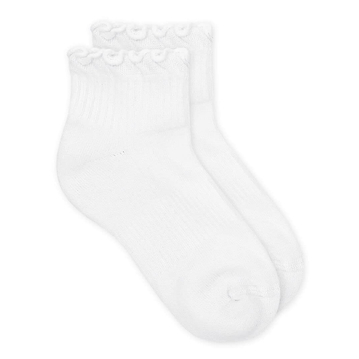 Jefferies Socks Girls Seamless Ruffle Sport Quarter Ankle Socks 6 Pair Pack (Small, White)