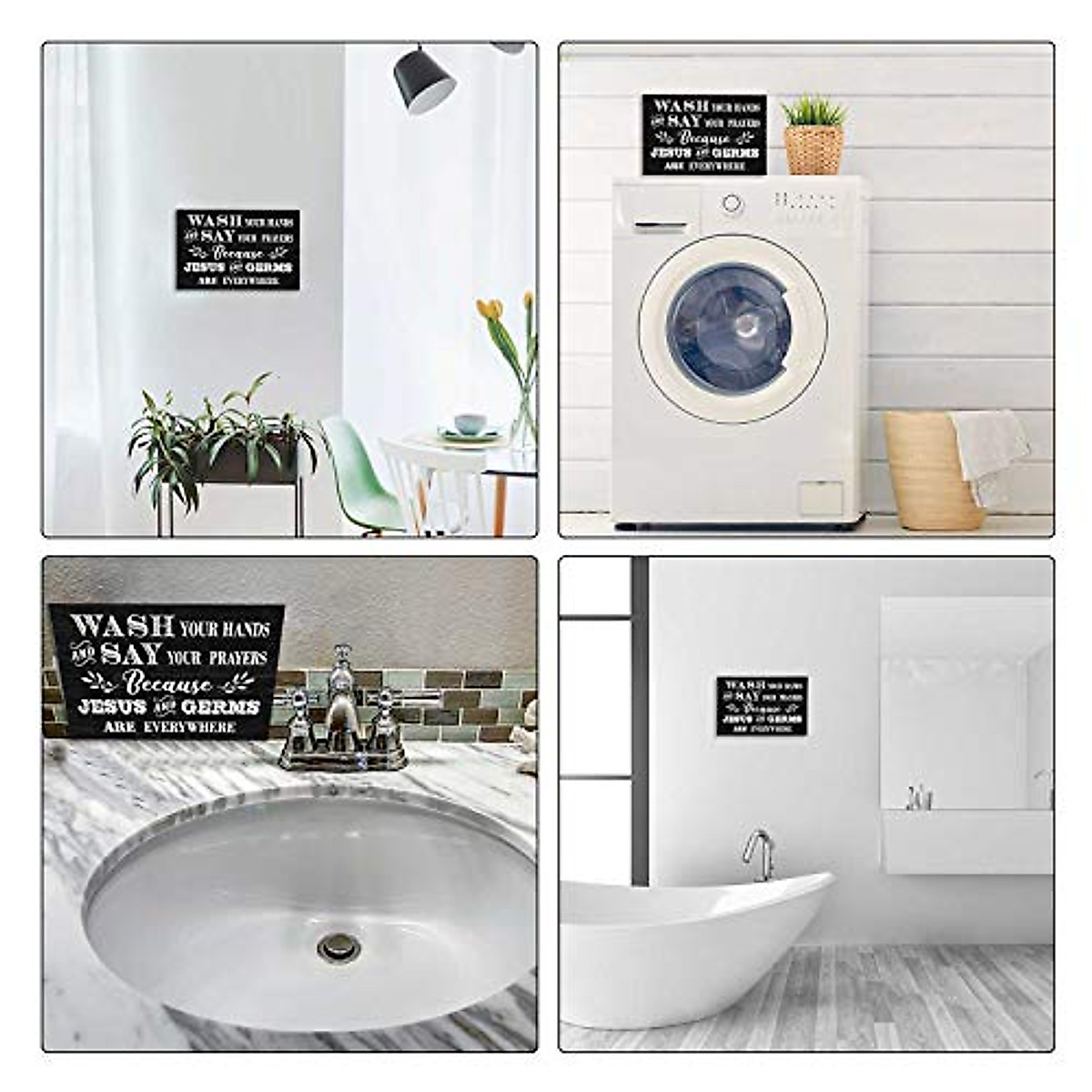 Jetec Farmhouse Bathroom Sign Wash Your Hands and Say Your Prayers Everywhere Rustic Wooden Wall Box Sign Funny Wall Plaque Table Decor for Home Room Office 7.87 x 5.1 Inch