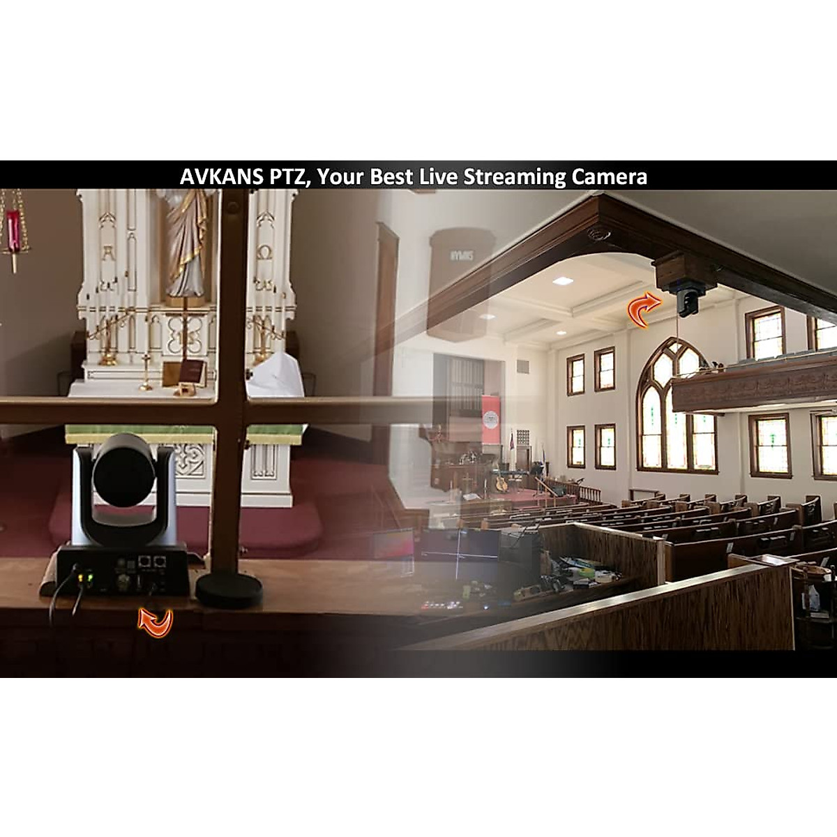 AVKANS NDI Camera, 20X Optical PTZ Camera with Simultaneous HDMI/3G-SDI/IP Streaming for Church Video Production School Events Worship(NDI Approved by Newtek Officially)