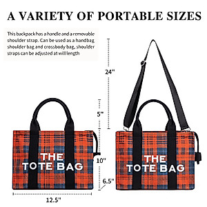 Tote Bag for Women, Canvas Carry-On Shoulder Bag Weekender Bags for Work, Daily Life (Striped Red)