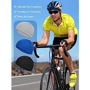 SATINIOR 9 Pieces Skull Caps Helmet Liner Running Hats Sweat Wicking Hats Cycling Caps for Men Women (Grey, Dark Blue, Black)