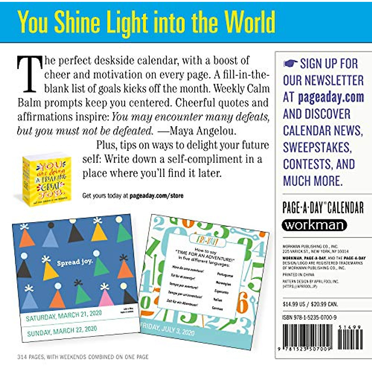 You Are Doing a Freaking Great Job Page-A-Day Calendar 2020