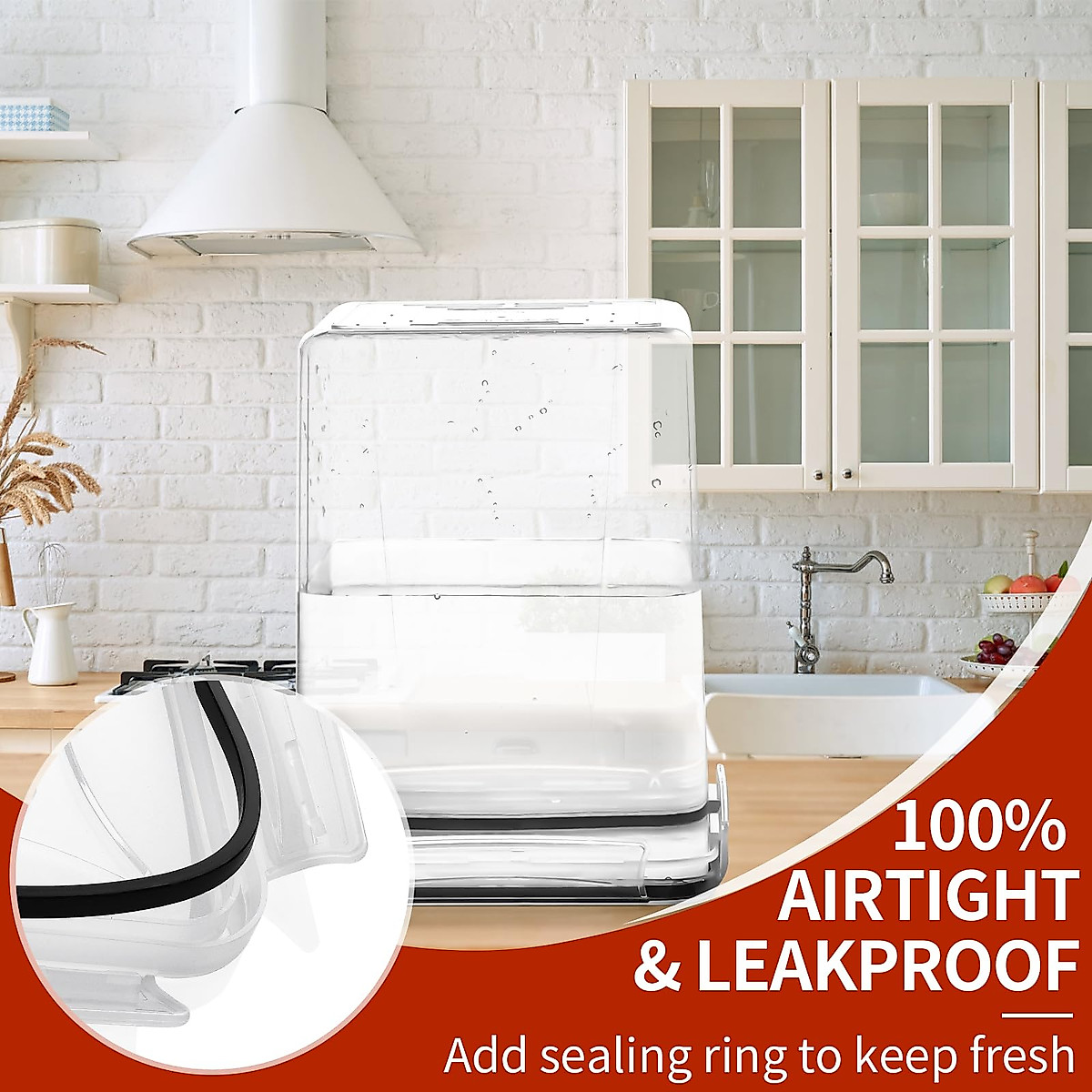 Skroam 4PCS Airtight Food Storage Containers with Lids 5.2L/176oz, Flour Storage Container for Kitchen Pantry Organizers and Storage, Storage Containers for Pantry, Measuring Cup & 20 Labels