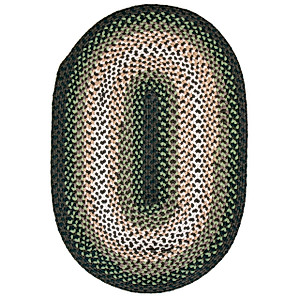 Super Area Rugs Oval 2' X 3' Green - Ivory Oval Braided Rug for Farmhouse Style Kitchens and Bathrooms