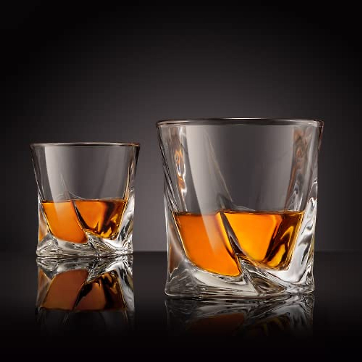 VENERO Crystal Whiskey Glasses, Set of 4 Rocks Glasses in Satin-Lined Gift Box - 10 oz Old Fashioned Lowball Bar Tumblers for Drinking Bourbon, Scotch Whisky, Cocktails, Cognac