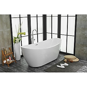 Elegant Decor Indoor Modern 72 inch soaking double slipper bathtub in glossy white