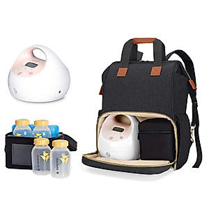 Teamoy Breast Pump Bag Compatible with Spectra S1,S2, Medela and Cooler Bag, Convertible Breast Pump Tote and Backpack with Laptop Sleeve for Working Moms, Black