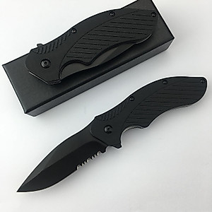 7.3-Inch Pocket Knife,Assisted Opening Folding Knife 8Cr13MoV Steel Blade and Filled Glass Nylon Handle with Pocket Clip for EDC (black)