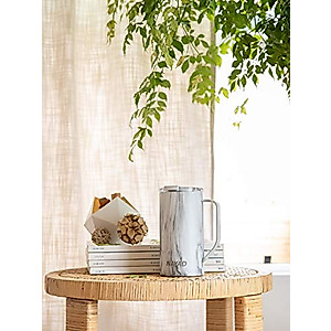 NAYAD Metro Stainless Steel Vacuum Insulated Thermos Coffee Mug, Travel Water Bottle with Lid for Iced Cold/Hot Drinks (Marble, 20 oz)