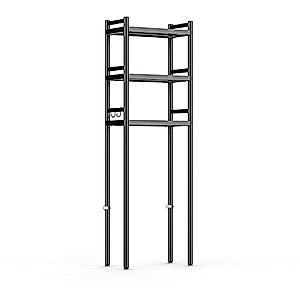 WPT Over-The-Toilet Storage, 3-Tier Bathroom Organizer with Shelves, Space Saver Toilet Rack, Stainless Steel, Easy to Assembly, Black