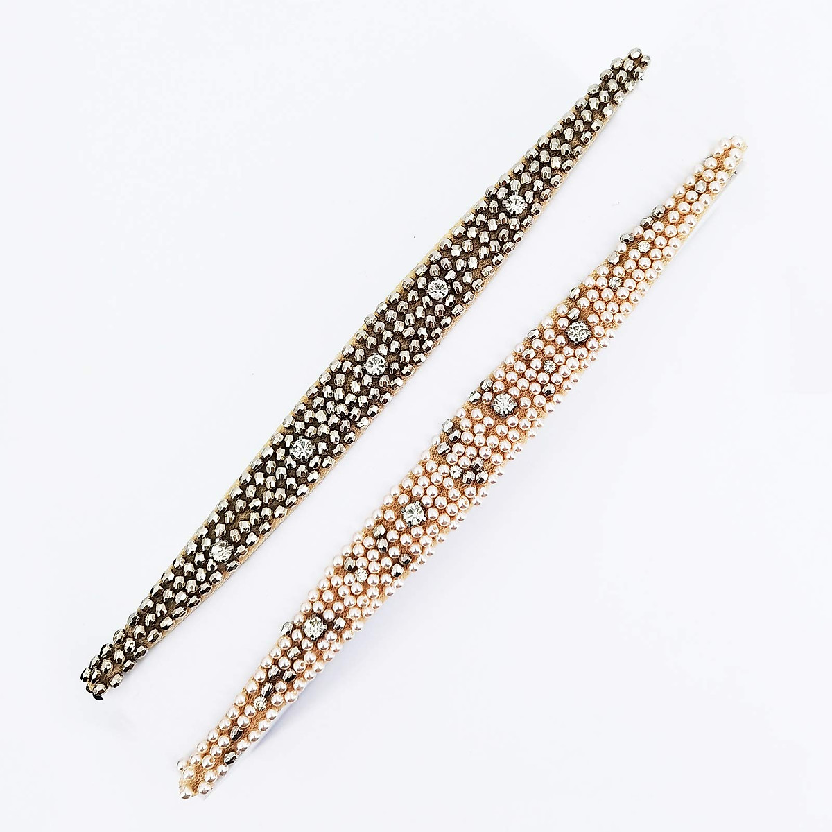 Inspirelle 5 Count Beaded Elastic Headband, Fashionable Handmade Imitation Pearl Beading Hairbands for Lady Women Girls