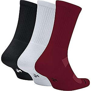 Nike Unisex Jordan Jumpman Crew Socks (3 Pack) Black/White/Gym Red (Men's Shoe Size 8-12)