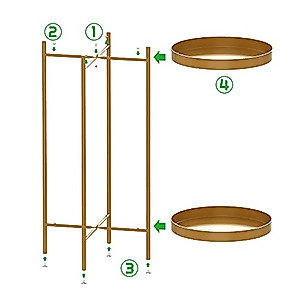 OVICAR Plant Stand Indoor Outdoor - Flower Pot Holder Metal Plant Rack Organizer, 2 Tiers Tall Plant Display Storage Shelf Table For Home Garden Patio Bathroom Office Living Room Balcony Corner (gold)