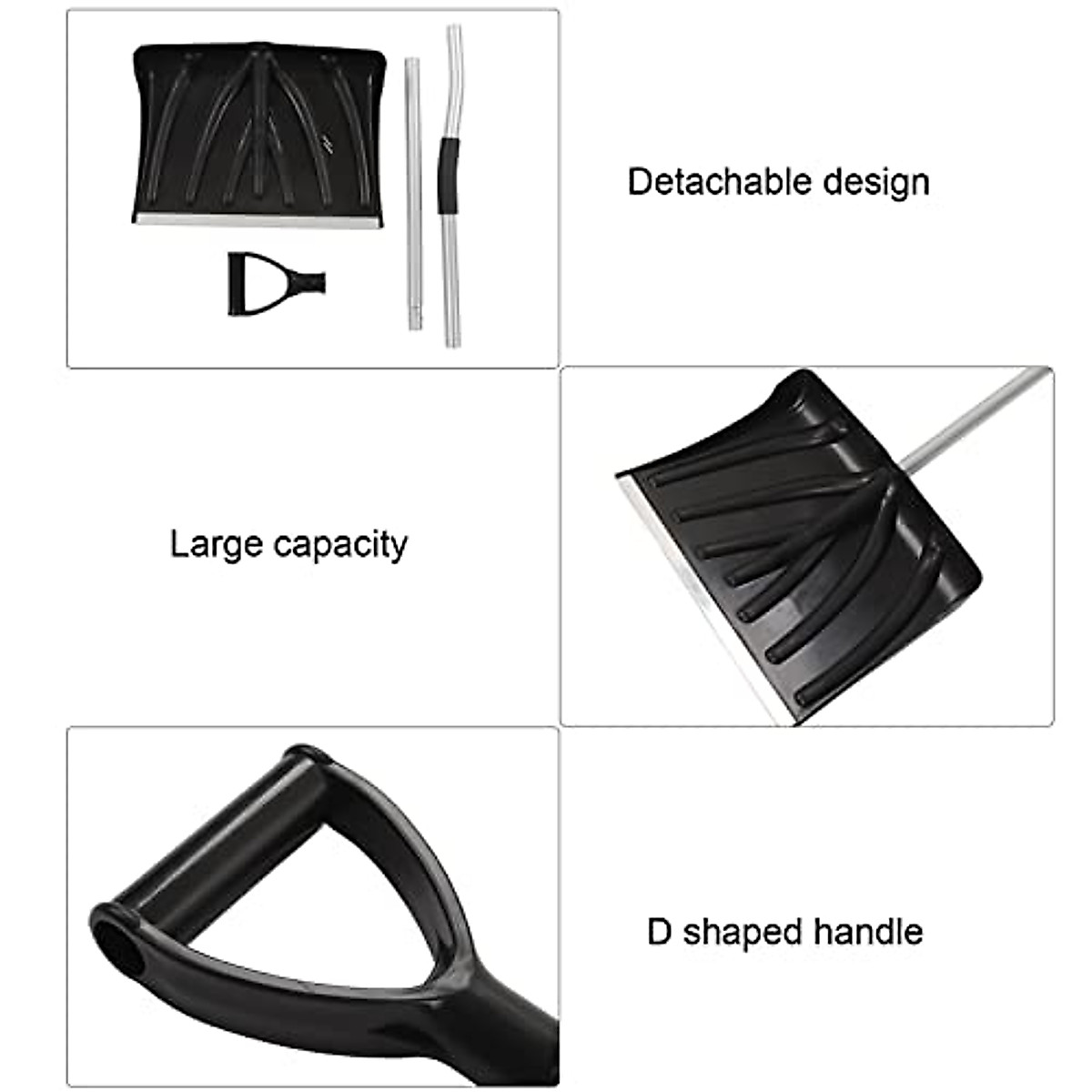 Snow Shovel for Car, Large Capacity Foldable Lightweight Aluminum Telescopic Portable Snow Shovel, Parent Child Playing Snow, Shovel for Garden, Car, Camping with Extra Ice Scrape