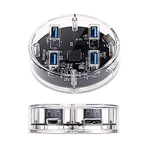Lysee Data Cables - Zihan USB3.0 4 Ports HUB with Rubber Transparent for Desktop Laptop Reserced External Power Supply