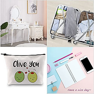 VAMSII Olive You Makeup Bag Funny Olive Gift I Love You Gifts Olive Lovers Gifts Anniversary Romantic Gifts Olive Pun Gifts (Makeup Bag)