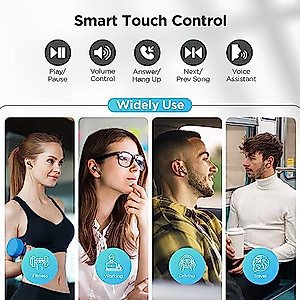 BLISSTEN Wireless Earbuds Bluetooth Headphones 5.3 with Cleaning Pen Tool Touch Control Wireless Charging Case IPX6 Waterproof Earphones in-Ear Noise Cancelling Built-in Mic Deep Bass Sound Black