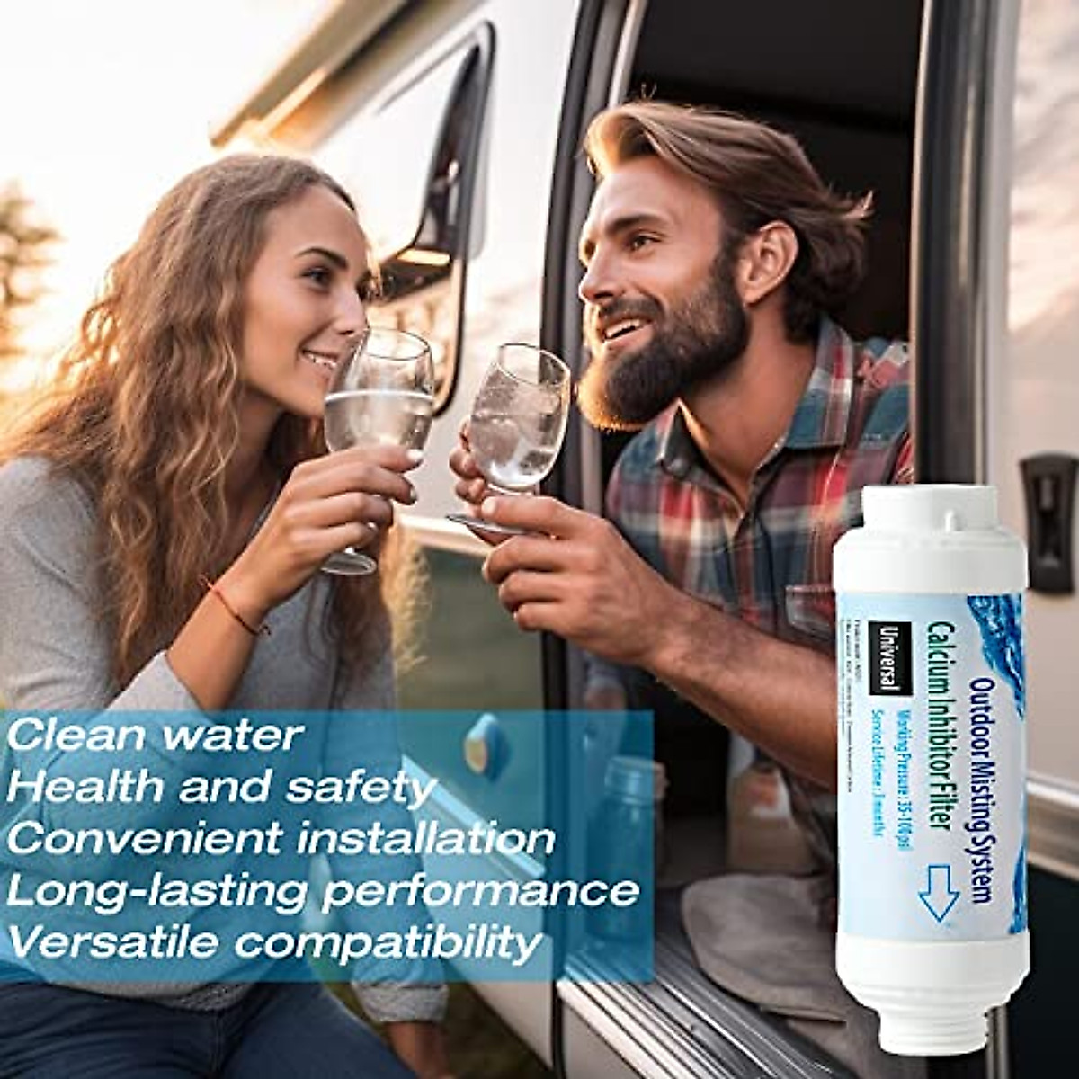 H&G lifestyles Misting System Calcium Inhibitor Filter for Patio Misters Inline Water Filter Effectively Reduce Hard Water Spots, Soften Water, Upgraded Formula