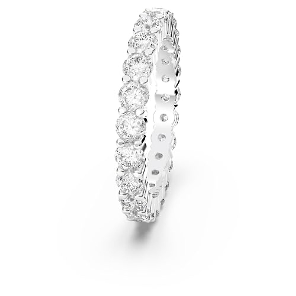 Swarovski Vittore XL Ring, Clear circle-cut Swarovski Crystals on a Rhodium Finish Setting, Size 6, Part of the Swarovski Vittore Collection