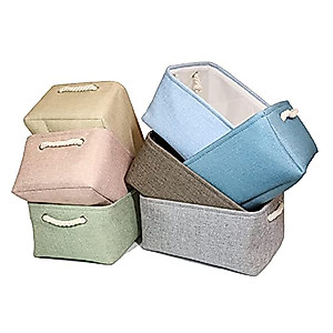 ROLLSNEA HARMOSO Fabric Storage Basket Cloth Storage Bins Baskets for Organizing Rectangular Storage Basket with Cotton Rope Handles for Shelves Closet Nursery Toy