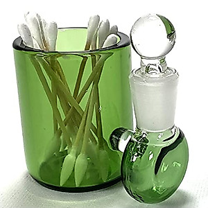 PAYKOC IMPORTS Fresh Green Large 3" Heady Hand Blown Glass Cotton Swab Q-Tip Holder/Alcohol ISO Station