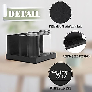 AKKO Rustic Napkin Holder with Salt and Pepper Shakers, Wooden Napkin Holder for Table with 2 Spice Bottles, Perfect for Dining Table, Kitchen, Restaurant