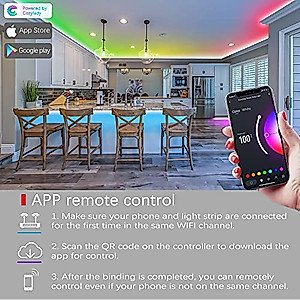 Cozylady WiFi LED Strip Lights 65.6FT, Smart LED Light Strips Compatible with Alexa, Google Home, Smart RGB Music Sync LED Lights Strip for Bedroom, Children's Room, Kitchen