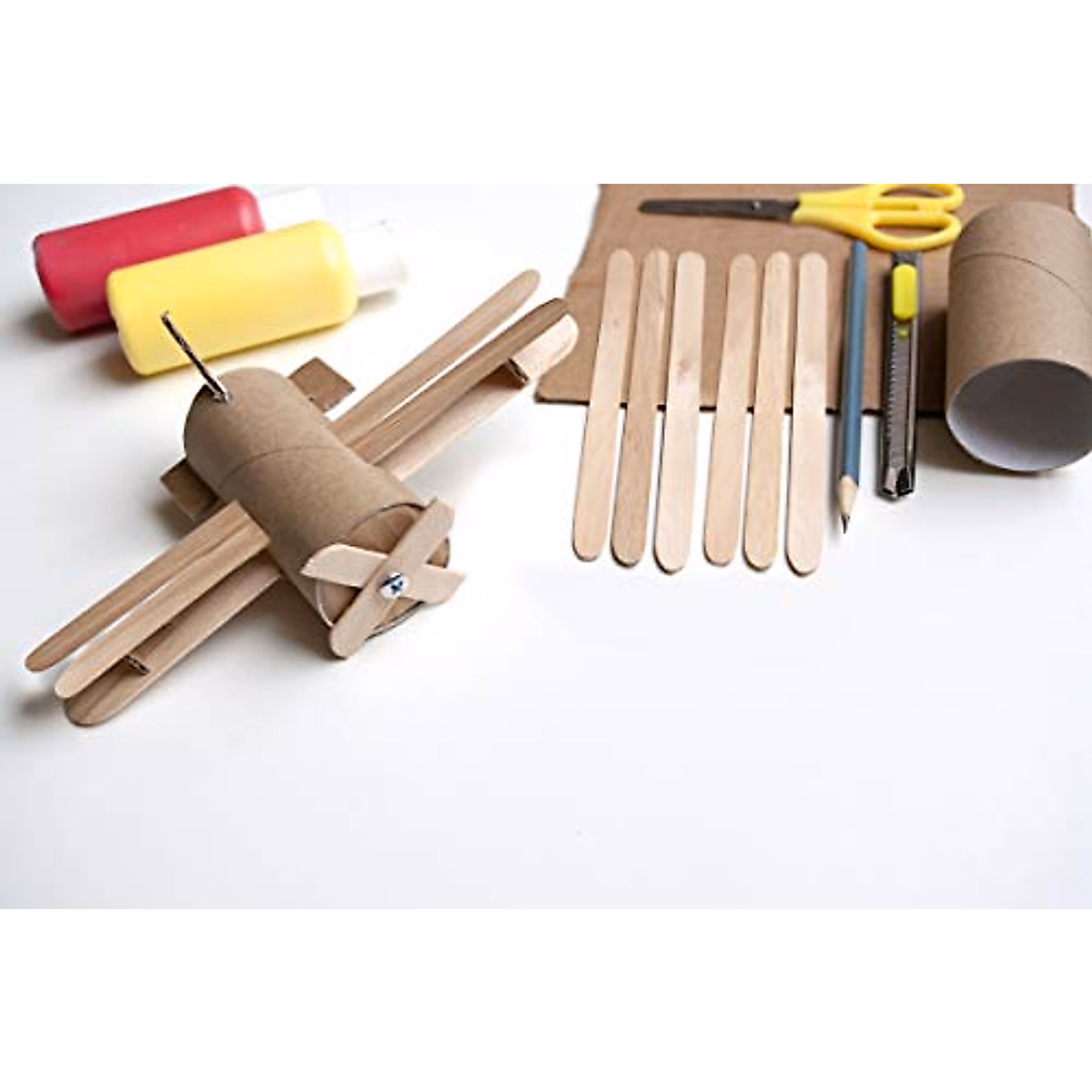 Makerstep 200 Natural Wood Craft, Popsicle Sticks for Crafts 4.5 Inch, Waxing Spatulas, Epoxy Resin Stirring, Ice Cream Candy Making and Garden Markers. Smooth, Splinter-Free, Wooden Wax Sticks