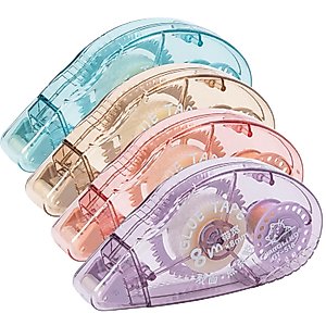 HUIRUSO 4 Pack Double Sided Tape Roller, Scrapbook Supplies, Glue Tape Roller for Crafts, Double-Sided Adhesive Tape Runner for Scrapbooking, School Office Journaling Supplies (0.31 in X 26.25 ft)