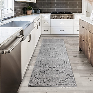 Gertmenian Premium High Low Machine Woven Rug | Easy-Cleaning & Non-Shedding | Living Room, Dining Room, Bedroom, Office | 2x8 Ft Runner, Soller Gray, 23409