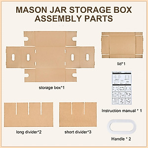 PPXHFV 3 Pcs Canning Jar Storage Boxes,Fits 32 oz Jars Regular or Wide Mouth Canning Jar Storage,12 Cells Mason Jar Storage Boxes, Mason Jar Organizer for Storage & Moving