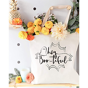The Cotton & Canvas Co. Hey BOO-tiful! Reusable Halloween Tote, Trick or Treat Bag, Candy Sack
