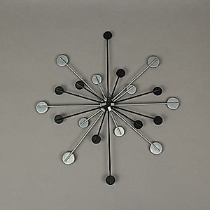 Mid-Century Modern Style Black and Silver Metal Jeweled Atomic Starburst Wall Décor Hanging Set of 3