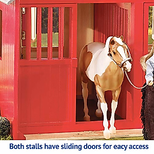 Breyer Traditional Series Two-Stall Horse Barn Toy Model | 21" x 16.75" x 16.5" #307, Red