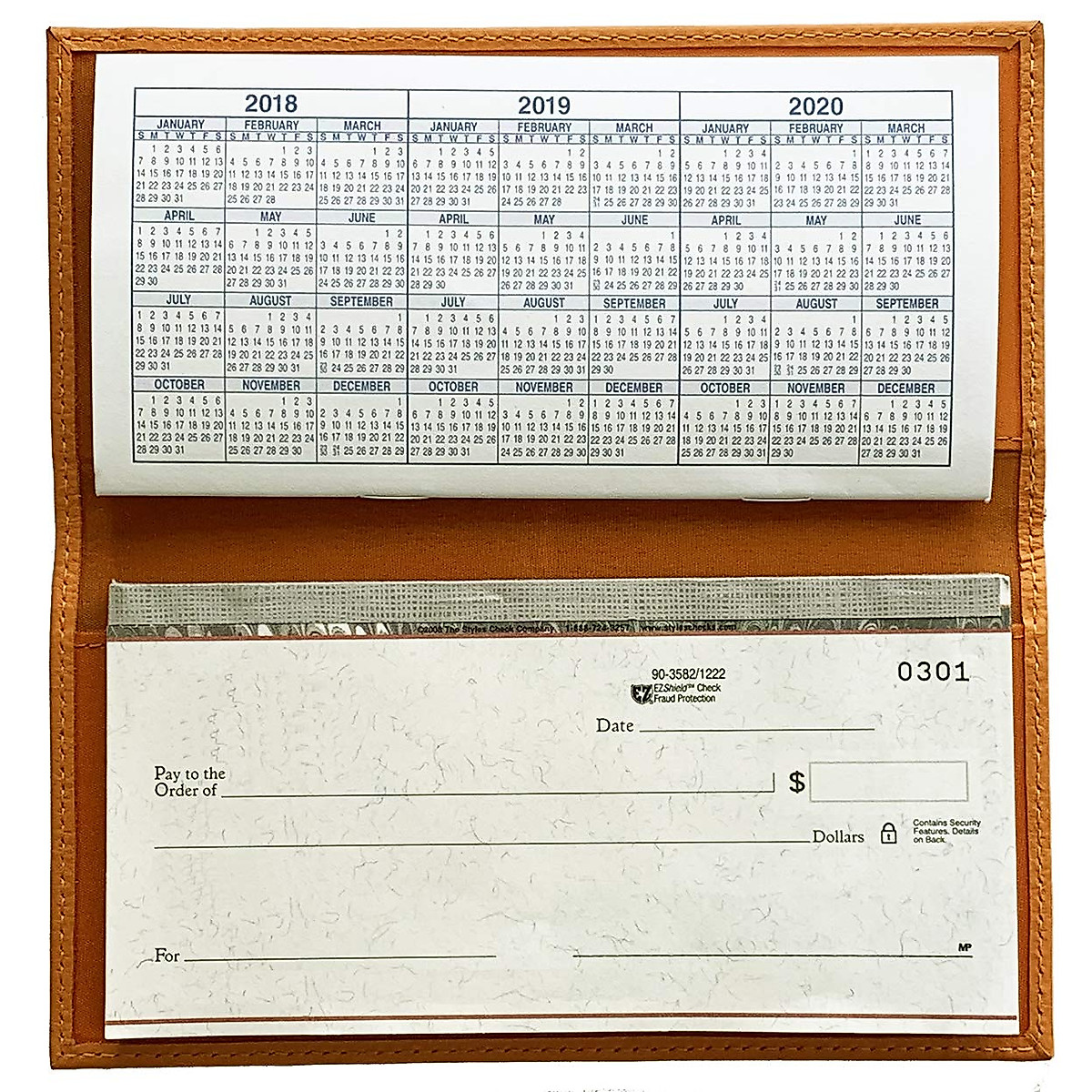 Bright Orange Basic Genuine Leather Checkbook Cover For Men & Women