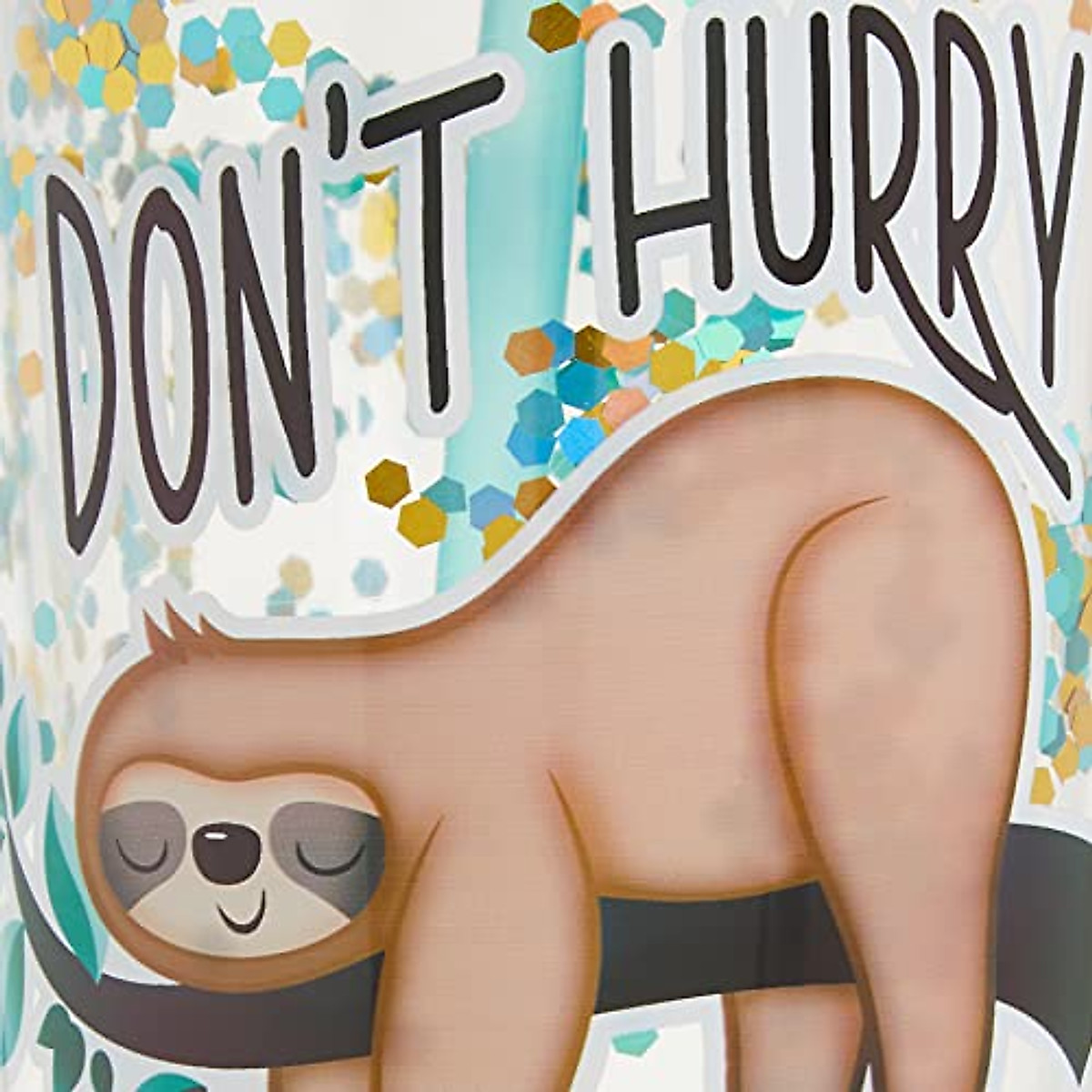 Spoontiques - Glitter Filled Acrylic Tumbler - Glitter Cup with Straw - 20 oz - Stainless Steel Locking Lid with Straw - Double Wall Insulated - BPA Free - Sloth