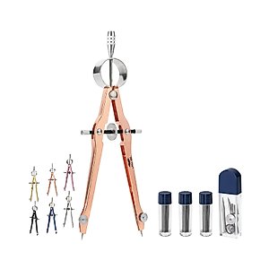 Mr. Pen Professional Geometry Compass - Rose Gold, Metal with Lock, Drawing & Drafting Compass - Extra Leads Included