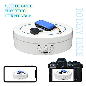5.4 inch Electric Rotating Display Stand, 6.6 LbS 360 Degree Rotating Turntable Motorized Rotating Stand Display Table for Photography for Display Jewelry,Watch, 3D Models,Digital Product (White)