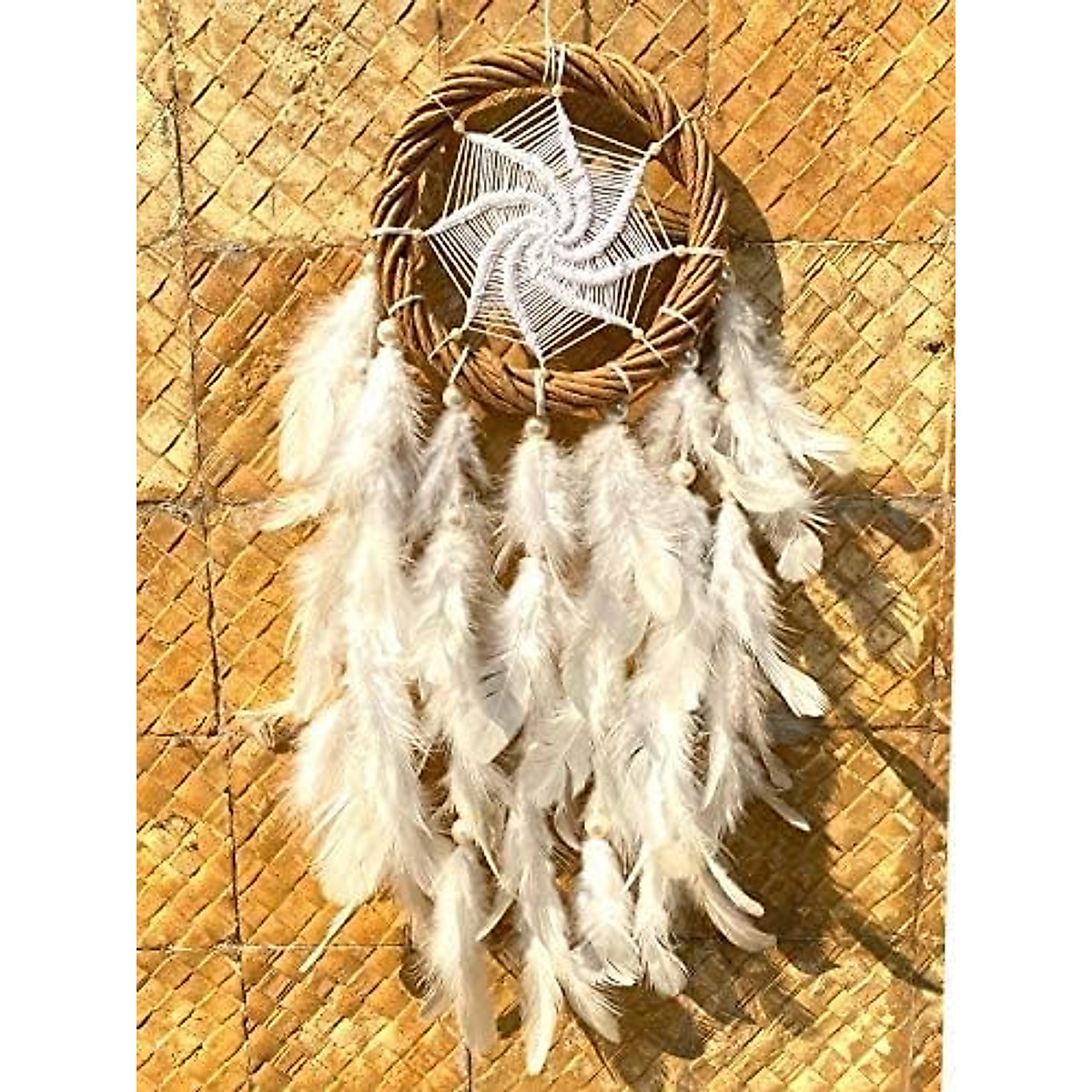 Rooh Dream Catcher ~ White Magic Wreath Dream Catcher ~ Handmade Mandala Hangings for Positivity (Can be Used as Home Décor Accents, Wall Hangings, Garden, Car, Outdoor, Bedroom)