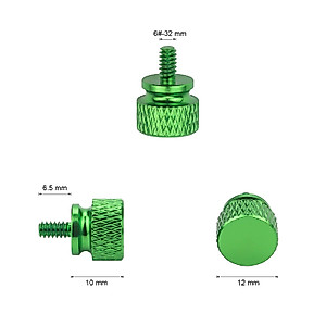Favordrory 6#-32 Anodized Aluminum Thumbscrews, Computer Case Thumbscrews, Thumb Screws, Green, 10 PCS